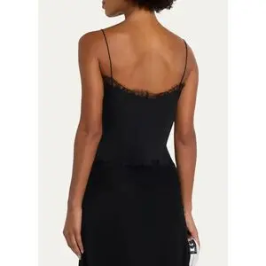 Lafayette 148 New York Cropped Lace-trim Silk Cami