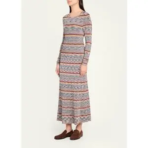 Veronica Beard Nami Striped Rib-knit Midi-dress