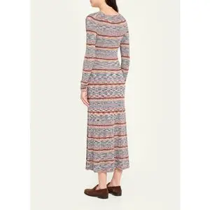 Veronica Beard Nami Striped Rib-knit Midi-dress