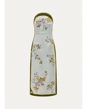 ALEMAIS Odessa Floral Linen-cotton Blend Midi Dress