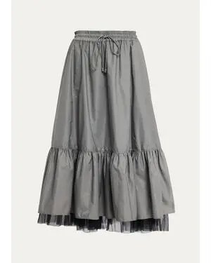 Cinq À Sept Arianne Tiered Drawstring Midi Skirt