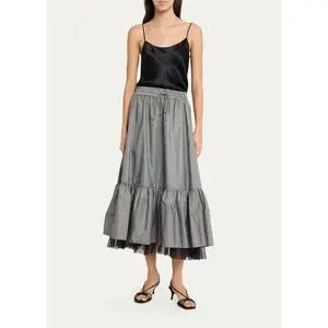 Cinq À Sept Arianne Tiered Drawstring Midi Skirt