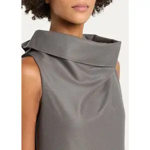 Issey Miyake Wool Draped Cowl-neck Sleeveless Top