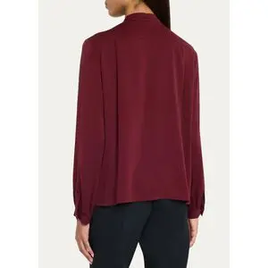 Max Mara Silk Charmeuse Scarf-neck Button-down Blouse