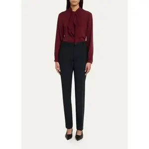 Max Mara Silk Charmeuse Scarf-neck Button-down Blouse