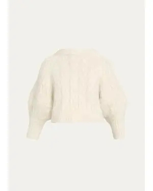 RÙADH Chalmers Cable Knit Puff-sleeve Sweater - Ivory