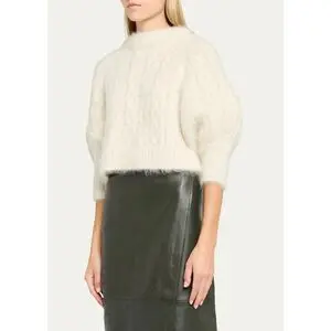 RÙADH Chalmers Cable Knit Puff-sleeve Sweater