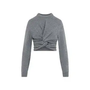 Balenciaga Cropped Wrap Front Knit Sweater