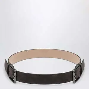 Max Mara Max Mara Brown Studded Suede Calfskin Belt With Double Metal Pin Buckle Brown