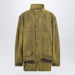 MAISON MARGIELA Distressed Cotton Overshirt Jacket With Mandarin Collar
