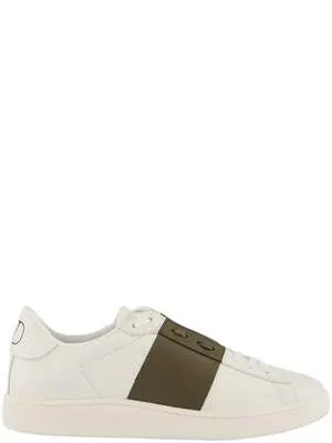 Valentino Garavani Open Royco Lace-up Sneaker In Calf Leather With Nappa Leather Band - Green