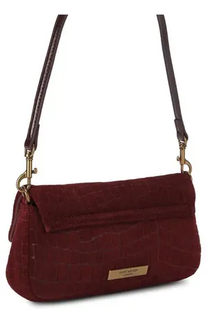 Kurt Geiger Pickle Croc Embossed Leather Shoulder Bag - Medium Red