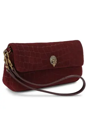 Kurt Geiger Pickle Croc Embossed Leather Shoulder Bag - Medium Red