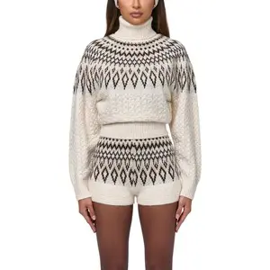Naked Wardrobe Fair Isle Turtleneck Sweater - Bone