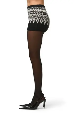 Naked Wardrobe Fair Isle Knit Hot Pants - Black