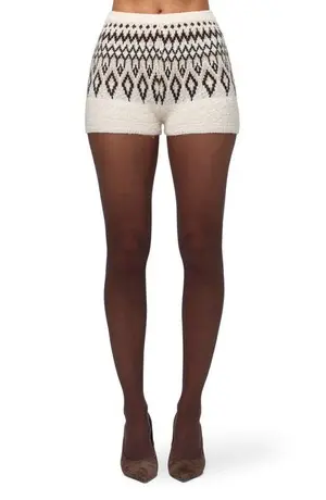 Naked Wardrobe Fair Isle Knit Hot Pants - Bone