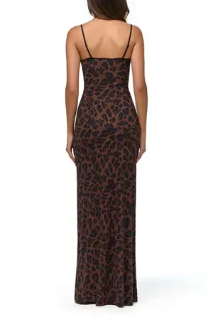 Naked Wardrobe Lace Trim Leopard Print Maxi Dress