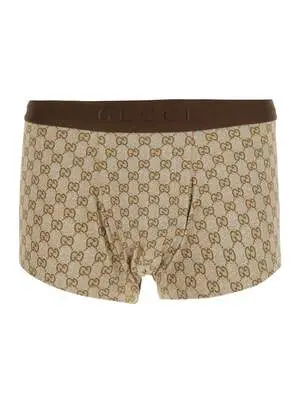 Gucci Beige Briefs With Elasticated Waist And Logo Lettering In Gg Cotton For - Multicolor