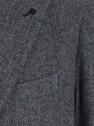 Tagliatore Grey Single-breasted Jacket With Peak Revers And Herringbone Motif In Wool For - Gray