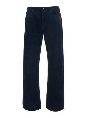 TOM FORD Blue Five-pocket Pants With Logo Patch On The Back In Velvet For - Multicolor