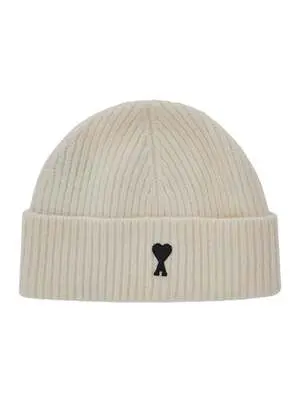 AMI Paris Beanie With Adc Embroidery On The Front In Wool For - White