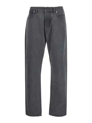 Stone Island Grey Loose Jeans With Five-pocket Design And Logo Patch On The Back In Denim For - Multicolor