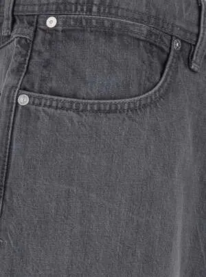 Stone Island Grey Loose Jeans With Five-pocket Design And Logo Patch On The Back In Denim For
