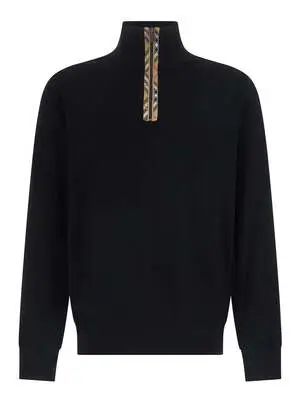 Burberry Half-zip Black Merino Sweater For