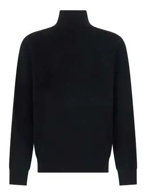 Burberry Half-zip Black Merino Sweater For