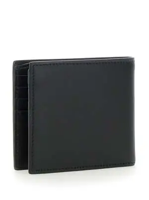 Gucci Black Leather Bi-fold Wallet With Logo Plate On The Front