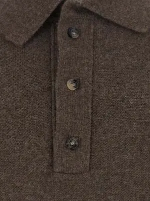 Bottega Veneta Brown Sweater With Classic Polo Shirt Collar And Ribbed Trims In Cashmere For - Multicolor