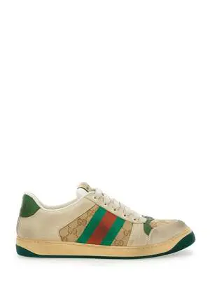 Gucci Sneaker 'screener' With Web Detail On The Side In Gg Supreme Canvas And Leather For - Multicolor