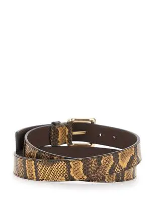 Amiri Brown Belt With All-over Python Print In Leather For