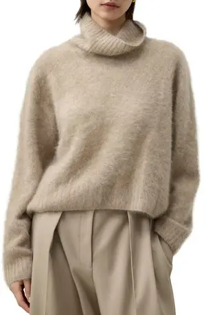 Lilysilk Brushed Cashmere Turtleneck Sweater - Camel