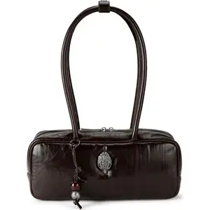 Kurt Geiger Small Celia Leather Duffle Bag - Dark Brown