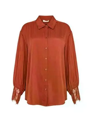 TWINSET Lace-trimmed Pinstriped Shirt