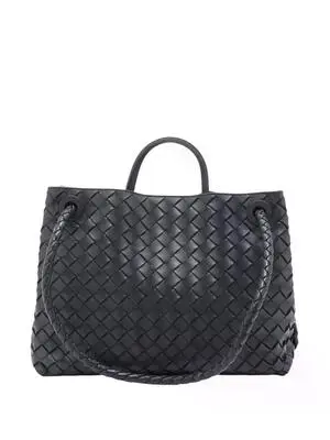 Bottega Veneta 2000-2026 Medium Lambskin Intrecciato Andiamo Bag Satchel - Black