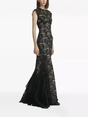 2310 STUDIO Lace-overlay Fishtail Maxi Dress
