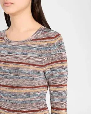 Veronica Beard Nami Striped Rib-knit Midi-dress