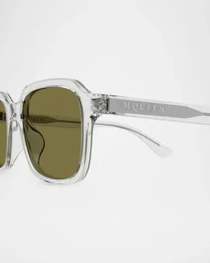 Alexander McQueen Apos;s Am0571s Signature Essential Recycled Acetate Square Sunglasses - Grey