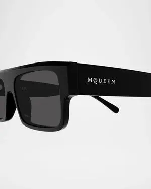 Alexander McQueen Apos;s Am0580s Flat Acetate Recycled Acetate Rectangular Sunglasses