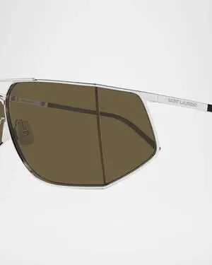 Saint Laurent Apos;s Sl 750 Fashion Show Square Metal Sunglasses - Silver