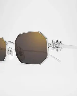 Cartier Apos;s Ct0682s Clash De Metal Rectangular Sunglasses - Silver