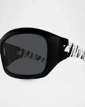 Bottega Veneta Intrecciato 74mm Oversized Square Sunglasses - Black