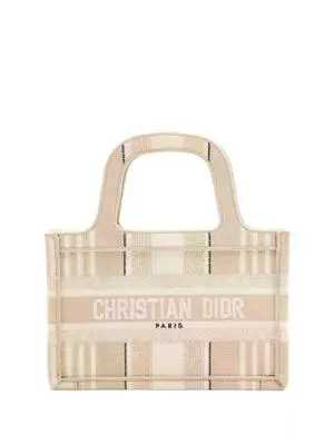 Dior 2000-2026 Mini Canvas Embroidered Book Tote Handbag
