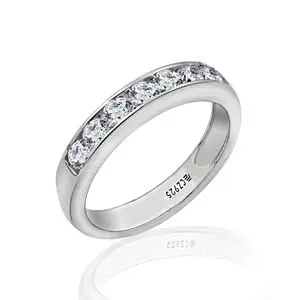 DIAMONBLISS 3mm Round Cut Channel Set Half Band Ring - White