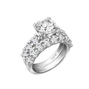 DIAMONBLISS 3 Carats Round Cut Solitaire Wedding Set - White