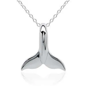 ADRIAN ASHLEY Classic Whale Tail Necklace. Polished, Tarnish Resistant Solid Chain - Silver