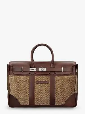 Brunello Cucinelli Country Leather Bag With Chevron Pattern