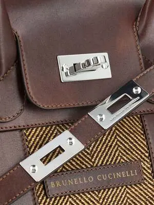 Brunello Cucinelli Country Leather Bag With Chevron Pattern